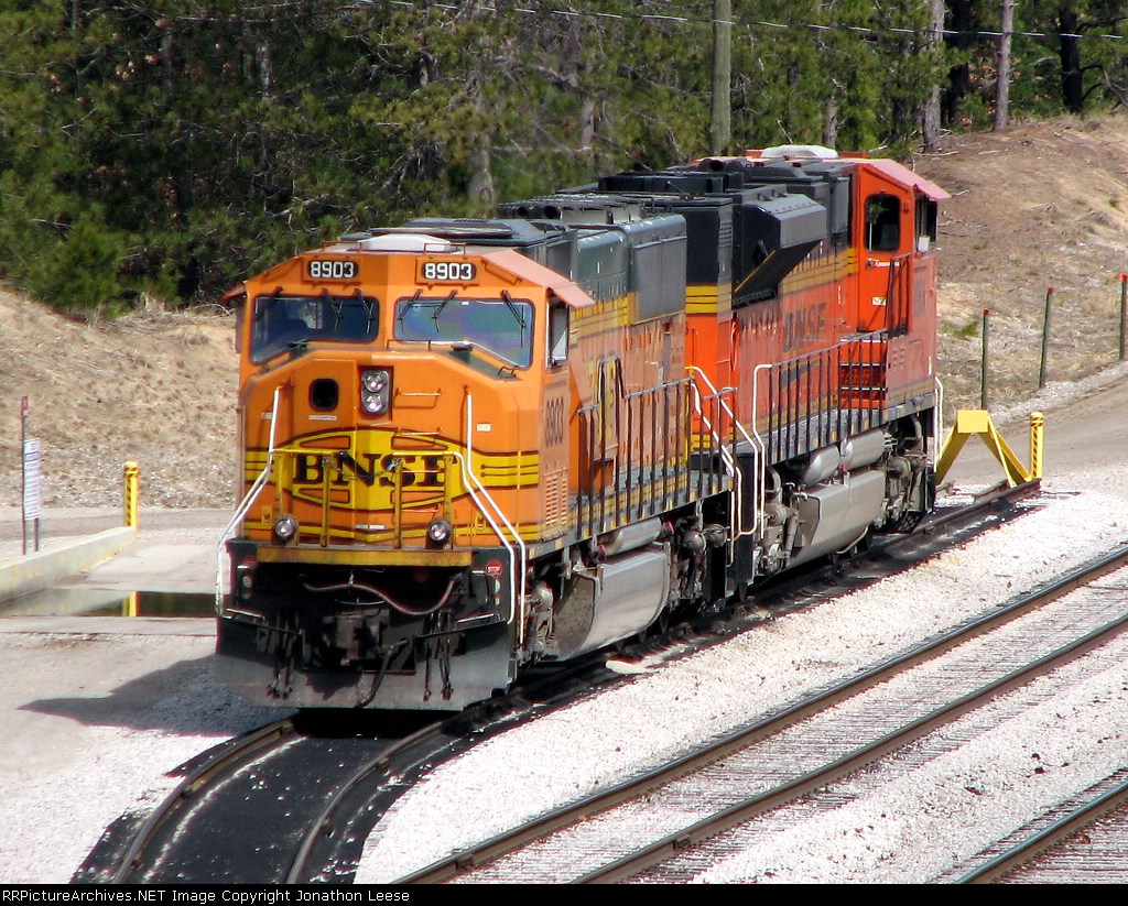 BNSF power awaiting the next train of empties